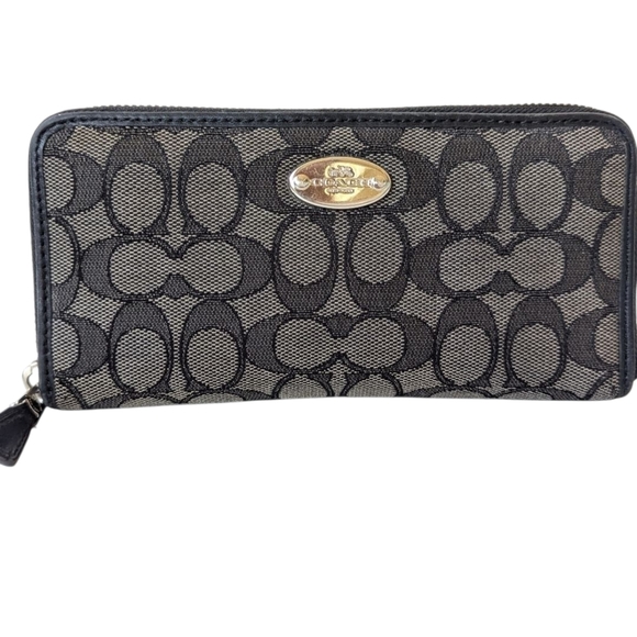 Coach | Bags | Coach Black And Gray Signature Wallet | Poshmark